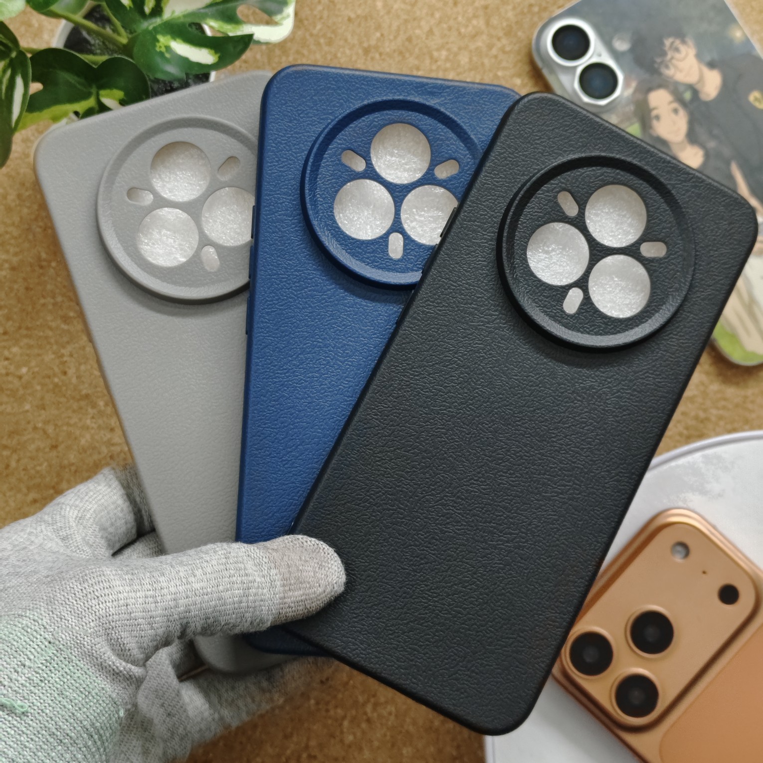 Realme 14 Pro Plus Silicon Textured Leather Back Cover With Cloth ...